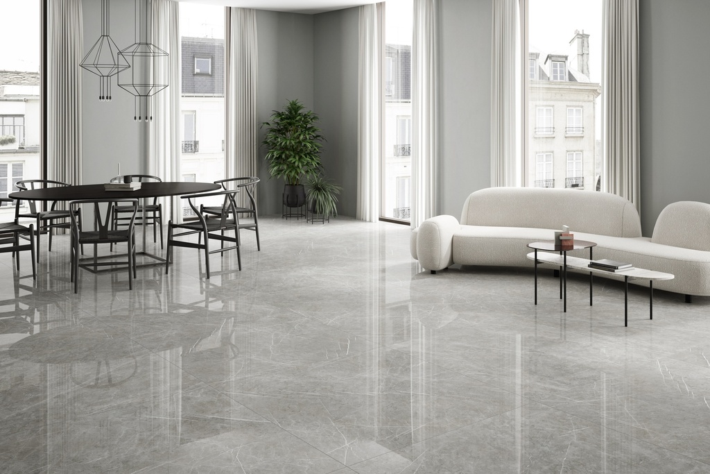 Aran Grey Polished 24x48 Porcelain Tile by Azuvi